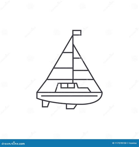 Sailing Yacht Thin Line Icon Concept Sailing Yacht Linear Vector Sign Symbol Illustration