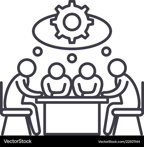 Brainstorming Line Icon Concept Brainstorming Vector Image