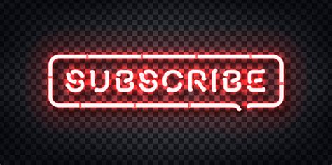 템플릿 장식 및 투명 한 배경에 덮개에 대 한 구독 로고의 벡터 현실적인 고립 된 네온 기호 소셜 미디어와 Seo의 개념 Led
