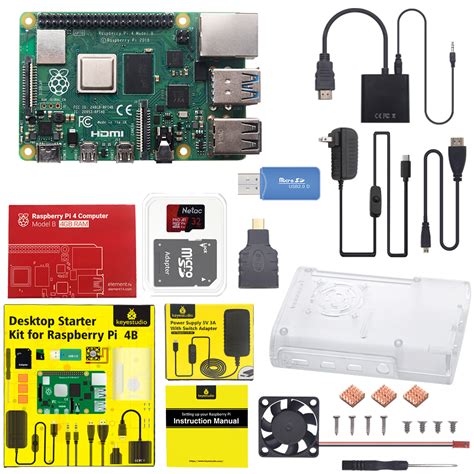 Raspberry Pi 4b Kit Complete Device Starter Kit With Us Plug Power