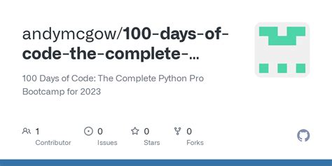 GitHub Andymcgow 100 Days Of Code The Complete Python Pro Bootcamp