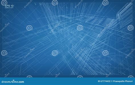 3d Render Of Building Wireframe Structure Vector Architectural Stock Vector Illustration Of
