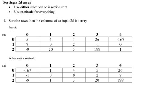 Solved Sorting A 2d Array • Use Either Selection Or
