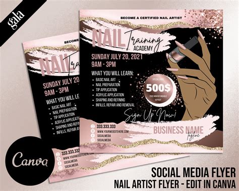Diy Nail Course Flyer Design Nail Class Flyer Nail Tech Etsy