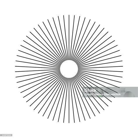 방사형 원 선 아이콘입니다 원형 선 패턴 태양 별 광선의 윤곽선 기호 추상적인 기하학적 모양 방사형 줄무늬가 있는 스포크 플랫 한 디자인이 트랜드 한 요소 미니멀한 그래픽