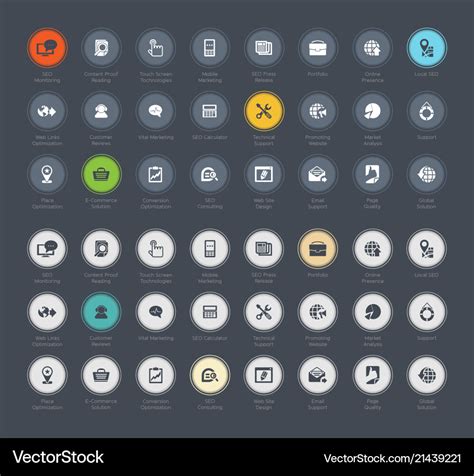 Seo And Development Icon Set Royalty Free Vector Image