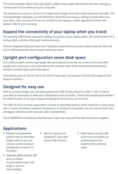 StarTech Port SuperSpeed Portable USB Hub Umart Com Au