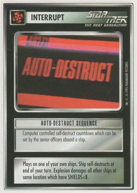 Auto Destruct Sequence Very Cool Card Games