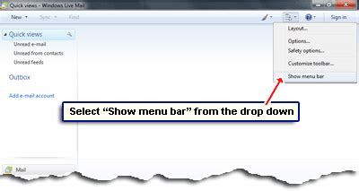Windows Live Mail Toolbar