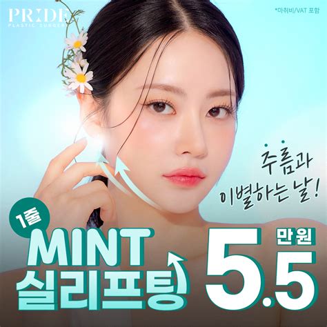 고정up 지속력up 민트실리프팅 할인 가격 후기 전후 효과 정보 By 프라이드성형외과의원 여신티켓 국내 1등