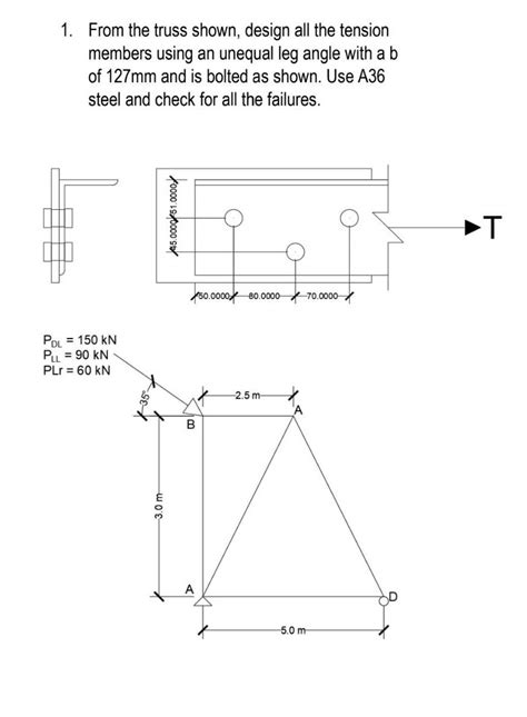 Solved 1 From The Truss Shown Design All The Tension Chegg Com