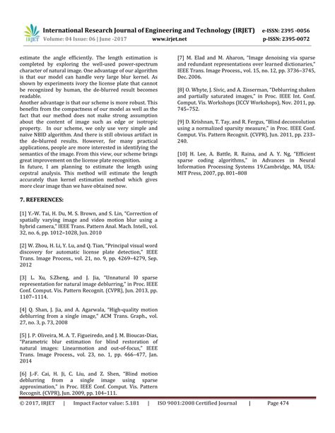 Deblurring Of License Plate Image Using Blur Kernel Estimation Pdf