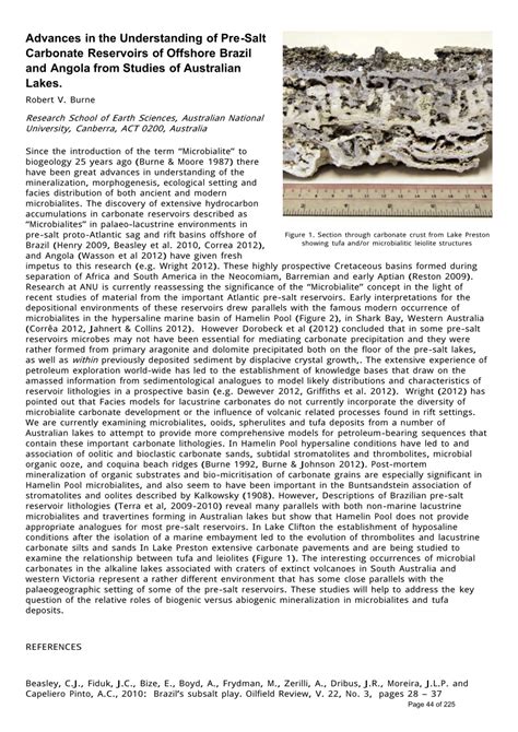 Pdf Advances In The Understanding Of Pre Salt Carbonate Reservoirs Of