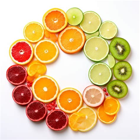 Premium Photo Colorful Circular Array Of Freshly Sliced Fruits