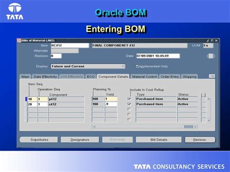 Oracle BOM I Training Presentation Ppt