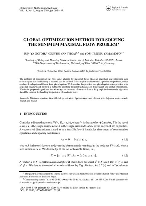 pdf global optimization method for solving the minimum maximal flow