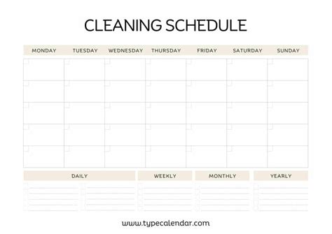 Free Printable Cleaning Schedule Templates PDF Excel Word