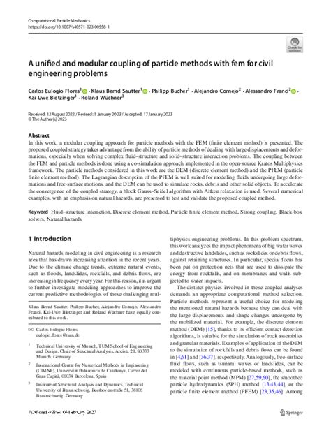 Pdf A Unified And Modular Coupling Of Particle Methods With Fem For Civil Engineering Problems