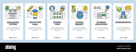 Web Site Onboarding Screens School Education System Primary School And Kindergarten Menu