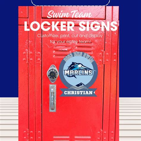 Swim Team Locker Cubby Hotel Room Name Tag Sign Decoration Editable Etsy