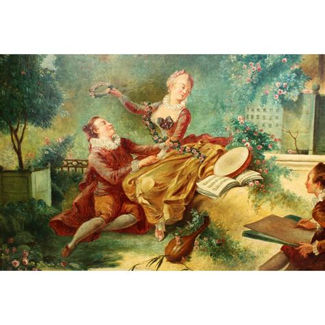 After Fragonard French 19th Century Oil On Canvas Progress Of Love