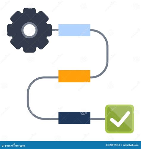 Workflow Automation System Starting With Gear Symbol For Successful Result Stock Illustration