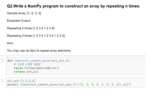 Solved Q2write A Numpy Program To Construct An Array By
