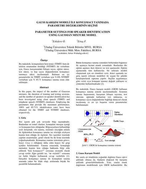 PDF Parameter Settings For Speaker Identification Using Gaussian Mixture Model