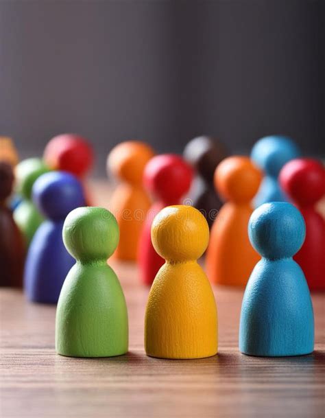 Colorful Wooden Abstract People Figures Close Up Community Beauty Of Diversity Business