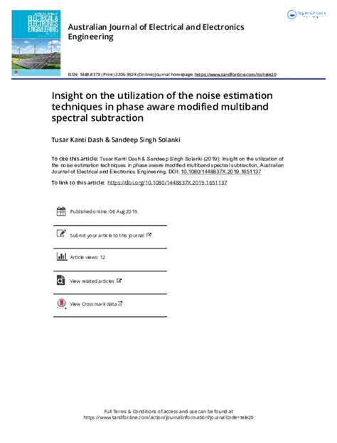 pdf insight on the utilization of the noise estimation techniques in