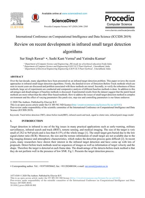 Pdf Review On Recent Development In Infrared Small Target Detection
