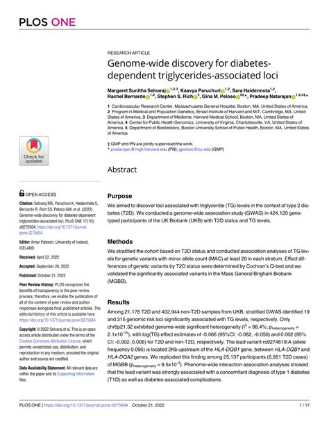 Pdf Genome Wide Discovery For Diabetes Dependent Triglycerides Associated Loci