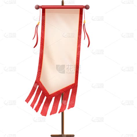 通用插画中式旗帜元素素材 花瓣网