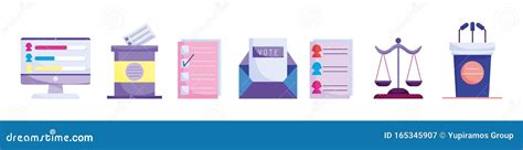 Politics Election Democracy Voting Set Icons Stock Vector Illustration Of Government