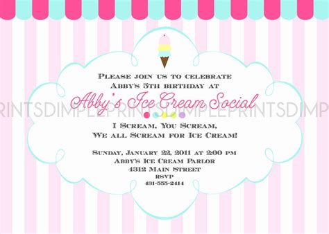 Ice Cream Social Invitation Awesome Ice Cream Social Printable Party Invitation Dimple