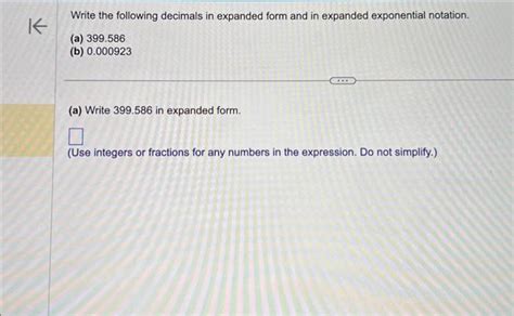 solved write the following decimals in expanded form and in
