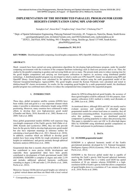 Pdf Implementation Of The Distributed Parallel Program For Geoid Heights Computation Using Mpi