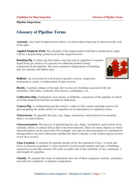 Glossary Of Pipeline Terms Pdf Nondestructive Testing Pipe Fluid