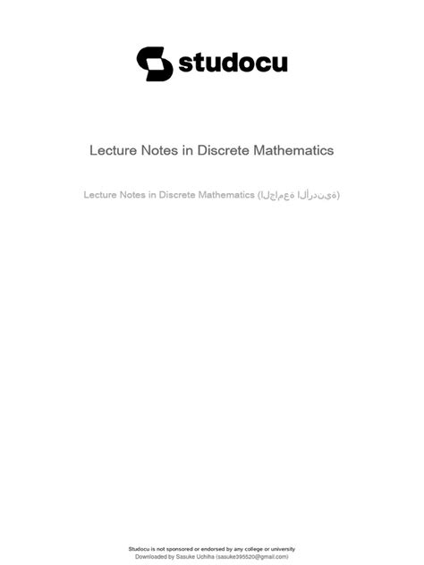 Lecture Notes In Discrete Mathematics Pdf Argument Logic
