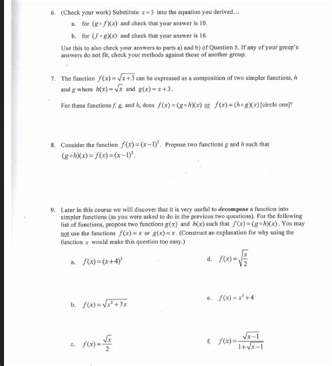 Solved Functions 3 Compositions Of Functions Model 1 Word
