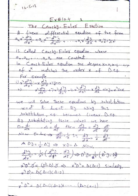 SOLUTION Exercise 10 4 The Cauchy Euler Equation Studypool