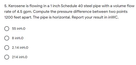 Solved 5 Kerosene Is Flowing In A 1 Inch Schedule 40 Steel