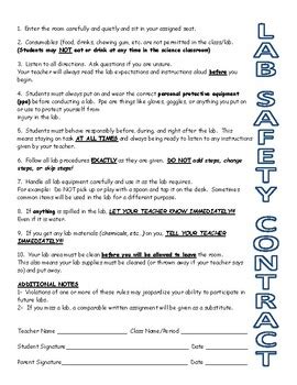 Lab Safety Contract Basic By It Fitz TPT
