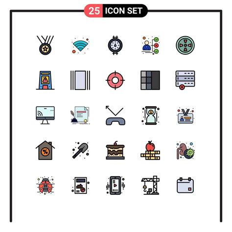 Editable Vector Line Pack Of 25 Simple Filled Line Flat Colors Of Floor Turbine Meter Fan