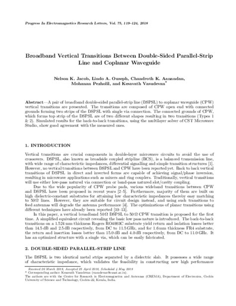 Pdf Broadband Vertical Transitions Between Double Sided Parallel