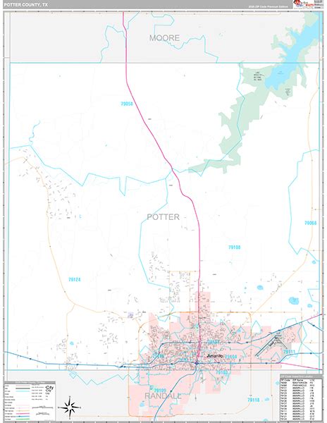 Potter County Tx Wall Map Premium Style By Marketmaps Mapsales