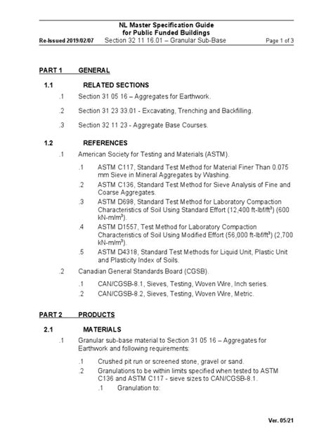 Section 32 11 16 01 Granular Sub Base Pdf Gravel Construction