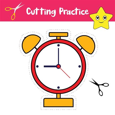 Premium Vector Colorful Alarm Clock Cutting Practice Worksheets For