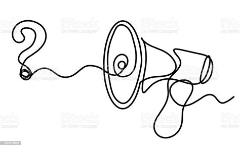 흰색 배경에 연속 라인 그리기로 추상 물음표와 메가 폰 물음표에 대한 스톡 벡터 아트 및 기타 이미지 물음표 개념 곡선 Istock