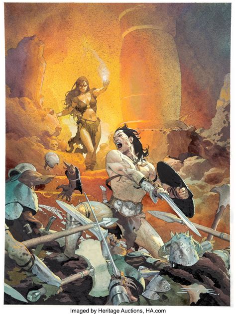 Esad Ribic Conan The Barbarian 1 Cover Painting Original Art Lot